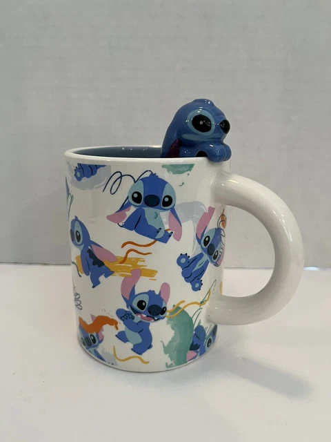 DISNEY-LILO & STITCH Large Coffee Mug w/3D Stitch Figurine Hanging From ...