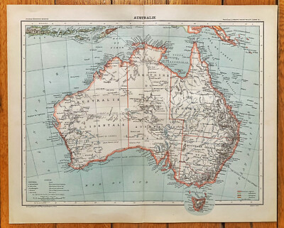 ORIGINAL LATE 19TH century French Map of Australia in excellent ...