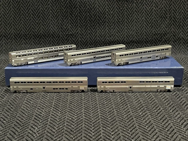 PACIFIC FAST MAIL N scale brass Amtrak Superliners 5-car set $450.00 ...