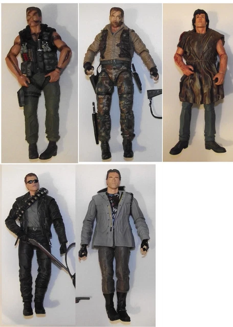 NECA FIGURES - Commando, Dutch, Terminator 1, Terminator 2, Rambo $35. ...