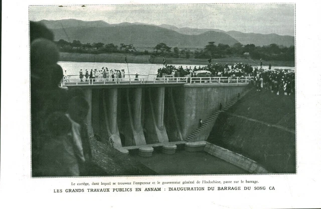 DOCUMENT ANCIEN INAUGURATION du barrage Song Ca 1937 issu de magazine ...
