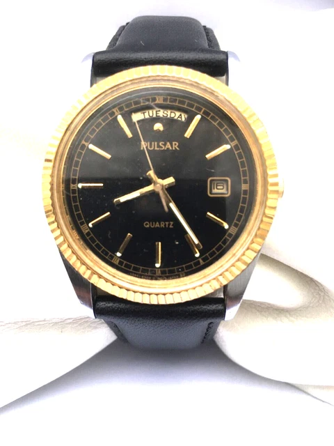 VTG 1980S PULSAR V544-8A00 President Style Quartz Day Date 35mm Gents ...