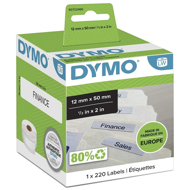 DYMO AUTHENTIC LABELWRITER Suspension File Labels 12mm x 50mm Roll of ...