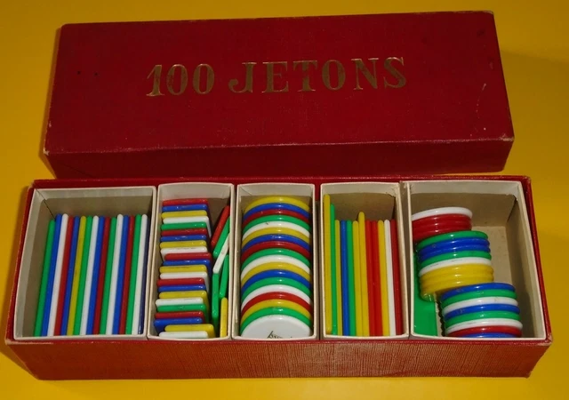 BOITE ANCIENNE DE 100 jetons / jeu de carte belote nain jaune EUR 14,00 ...