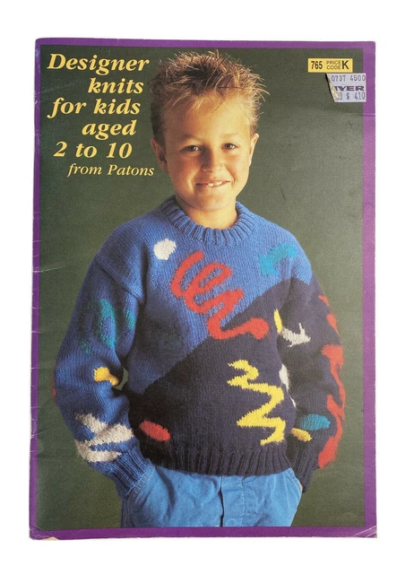 PATONS BOOK 765 Designer Knits For Kids Sweaters Vintage Knit Patterns ...