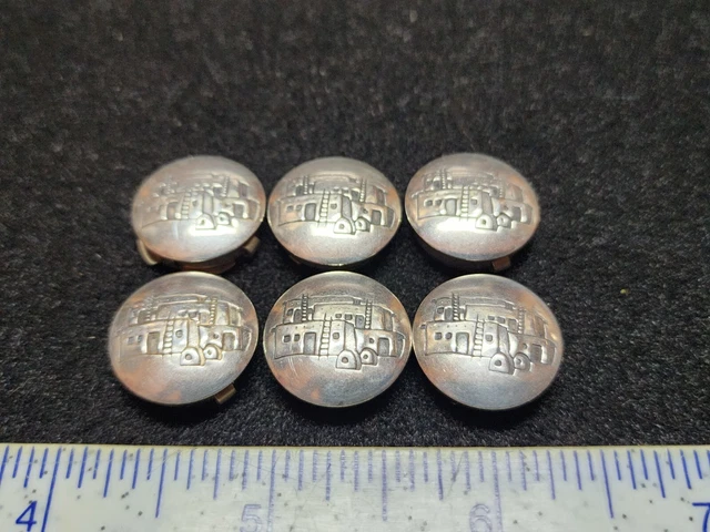 VINTAGE LOT OF 6 Native American Button Covers Sterling Silver Tested+ ...