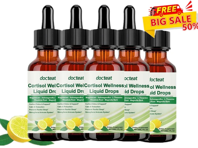 CORTISOL SUPPLEMENT LIQUID Drops, 17-In-1 Cortisol Detox W. Magnesium ...