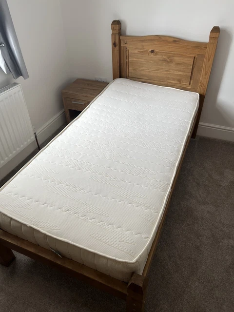 SOLID WOOD SINGLE Bed Frame with Mattress £52.70 - PicClick UK