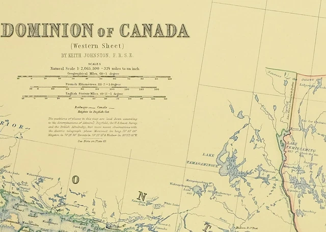 1880 ANTIQUE MAP Dominion Of Canada Western ~ Ontario Montreal Three ...