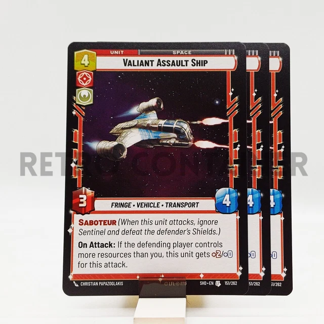 STAR WARS UNLIMITED SHADOWS OF THE GALAXY 151/262 U 3x Valiant Assault ...