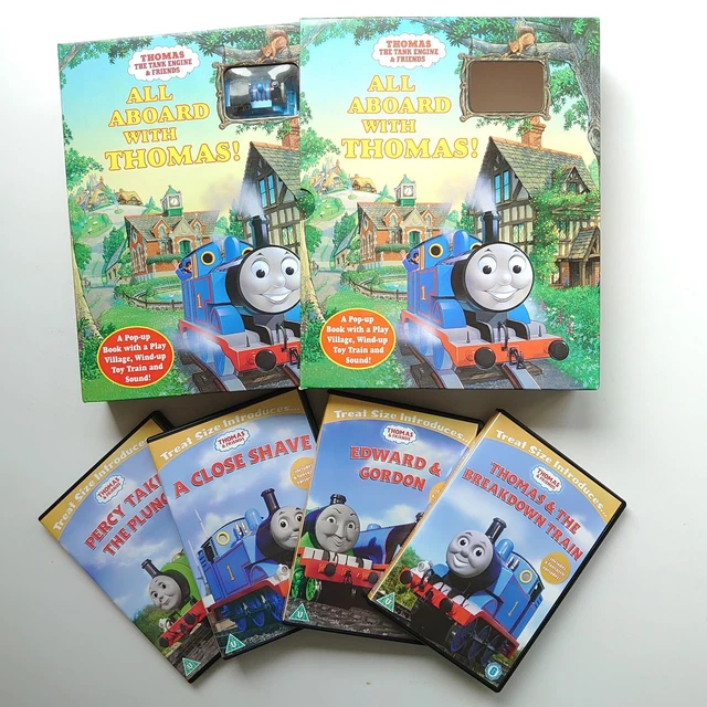 THOMAS THE TANK Engine WIND-UP TOY TRAIN & POP-UP TRACK BOOK+4 DVDs ...