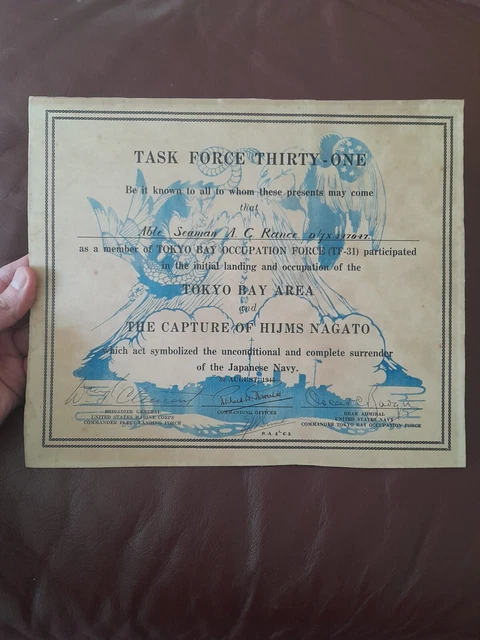 WW2 BRITISH CERTIFICATE, Task Force 31, Ww2 Japan,ww2 Certificate, Ww2 ...