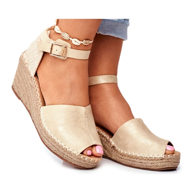 EVE SANDALES SUR Compensées Pour Femmes Espadrilles Doré EUR 58,71 ...