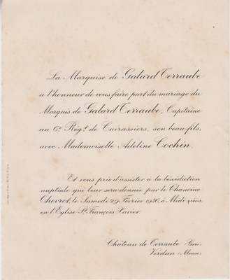 *1936 FAIRE-PART MARIAGE Marquis de GALARD TERRAUBE & Adeline COCHIN. EUR 30,00 - PicClick FR