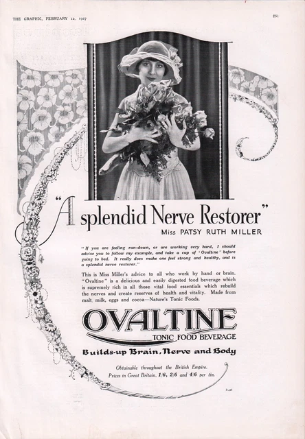 OLD 1927 ADVERTISEMENT ACTRESS PATSY RUTH MILLER OVALTINE FULL PAGE ...