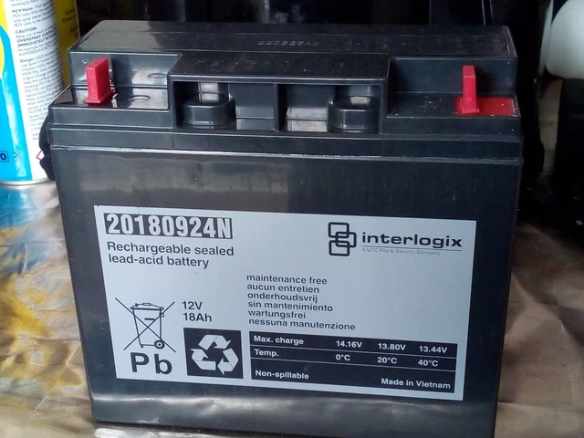 INTERLOGIX FIRE 12V 18ah SLA, Sealed lead acid Battery mobility ,APS £ ...