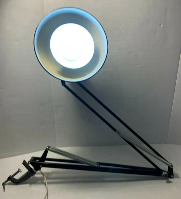 VINTAGE LUXO ARTICULATING Clamping Desk Lamp Architect Drafting Black ...