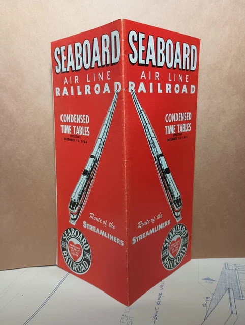 SEABOARD AIR LINE Railroad CONDENSED TIME TABLES with Route Map Dec. 16 ...