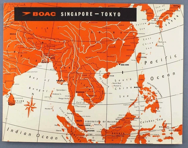 BOAC SINGAPORE - Tokyo Position Report Airline Route Map Flight ...