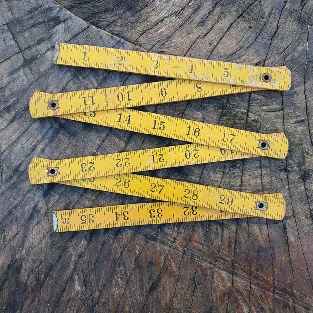 VINTAGE CLICK-CLACK RULER - Wooden Folding Measuring Stick - 36" No ...