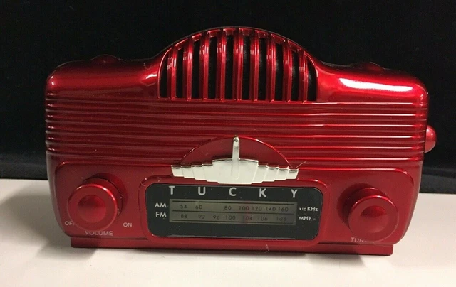 VINTAGE TUCKY RED Transistor Radio AM/FM a batteria in scatola ...