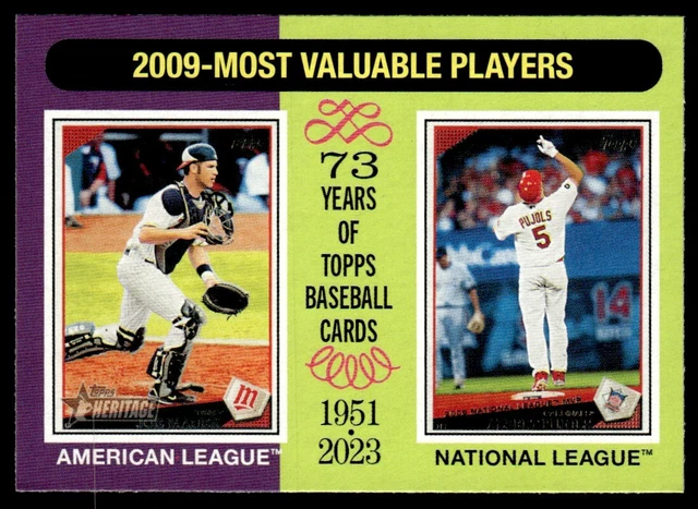 CARTA MVP JOE MAUER ALBERT PUJOLS 2024 Topps Heritage 2009 #205 ...