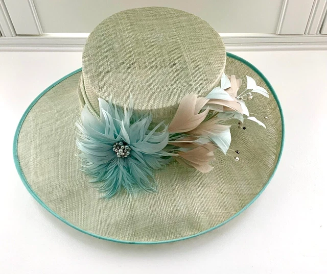 JACQUES VERT NATURAL Mint, natural, beige feather/beads wedding, races ...