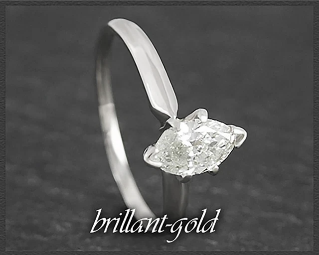 DIAMANT SOLITÄR RING 585 Gold, 0,62ct Navette-Schliff in Wesselton H, Weißgold EUR 1.299,95 ...