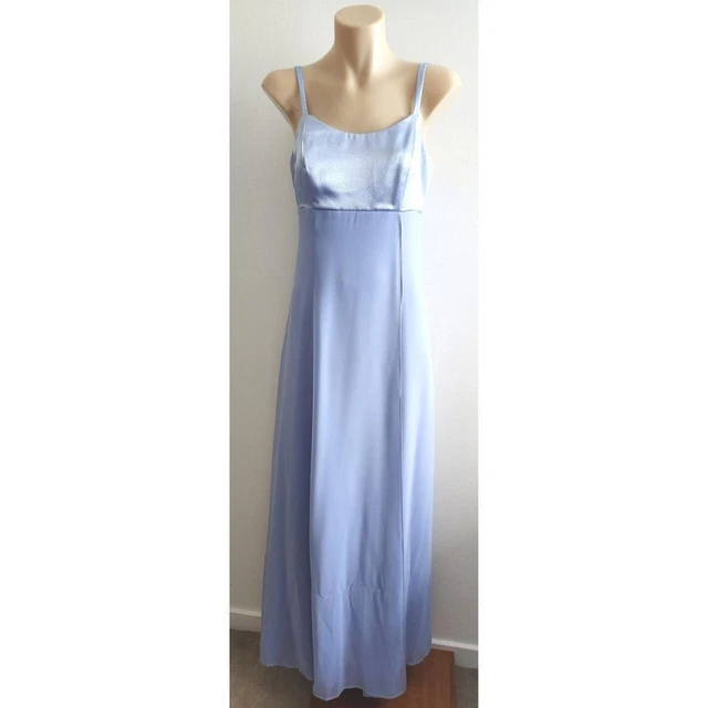 Y2K 90S MICHELLE & Romy style angelic baby blue floor length satin ...