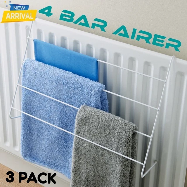 4 BAR 3 Pack Radiator Clothes Airer Dryer Drying Rack Rail Towel Rail ...