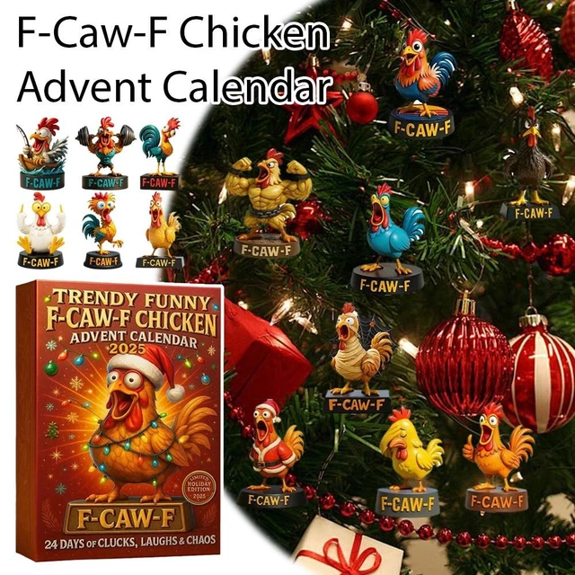 F-CAW-F CHICKEN ADVENT Countdown Calendar 2025, 24Day Christmas Hanging ...