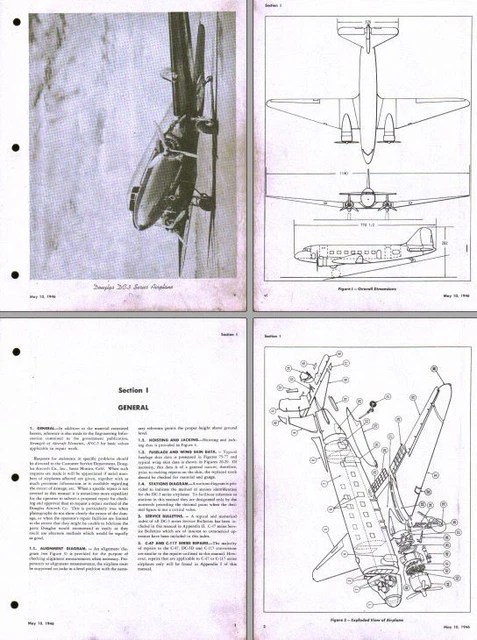 DOUGLAS DC-3 C-47 DAKOTA Structural Repair Manual vintage aircraft ...