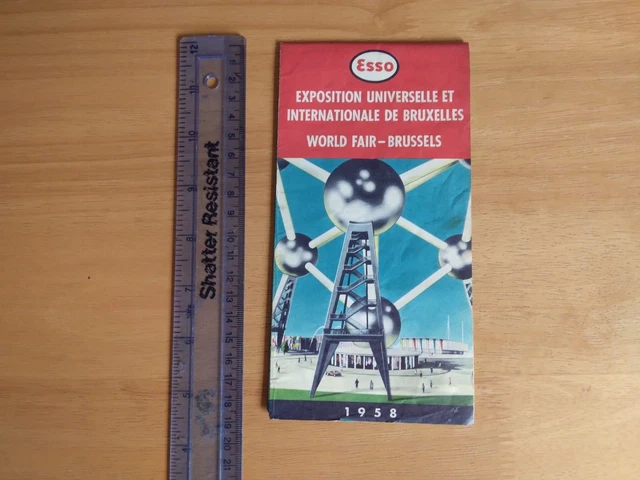 VINTAGE ESSO WORLD Fair -Brussels 1958 Folding City Map £10.00 ...