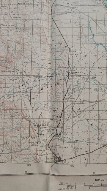 JERICHO RIVER JORDAN Area Map 1960 Israel Palestine West Bank Hebrew ...
