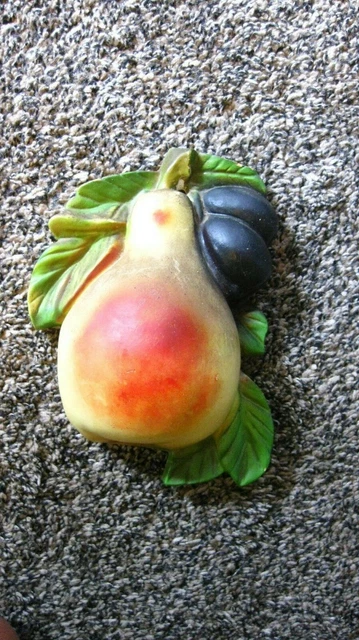 VINTAGE CHALKWARE PEAR String Holder Wall Pocket $38.99 - PicClick