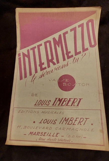 SPARTITO INTERMEZZO VALSE Boston Imbert Sheet Music EUR 17,35 - PicClick IT
