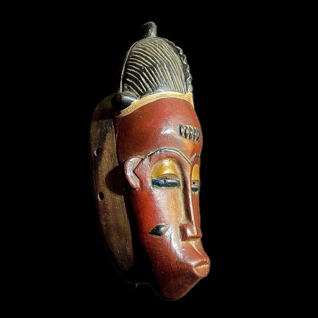 MASQUE MURAL TRADITIONNEL africain de la tribu Yaure marron à suspendre ...