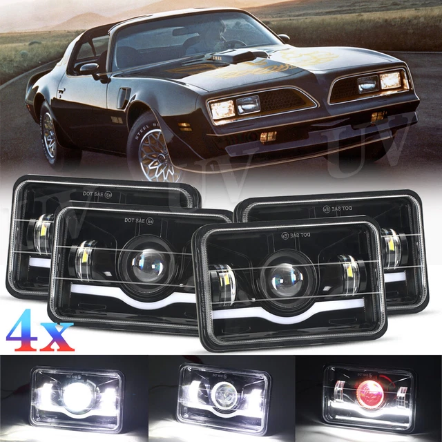 4PCS 4X6'' LED Headlights Hi/Lo Beam DRL For 1977-1981 Pontiac Firebird ...