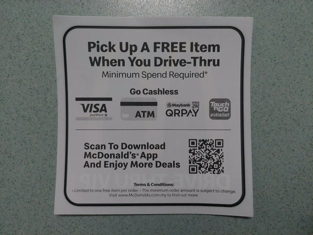 NEW DESIGN MCDONALDS Malaysia VIP DRIVE THRU CAR STICKER RARE Through ...