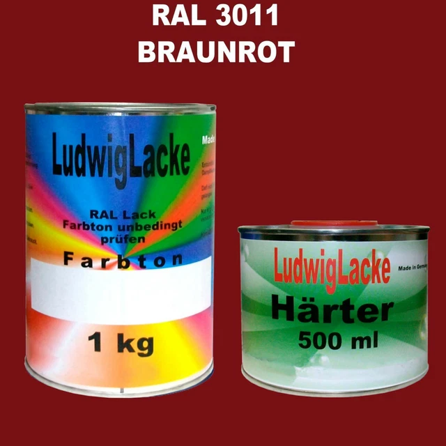 RAL 3011 BRAUNROT 1,5 kg SET Seidenmatt Lack & Härter Acryllack ...