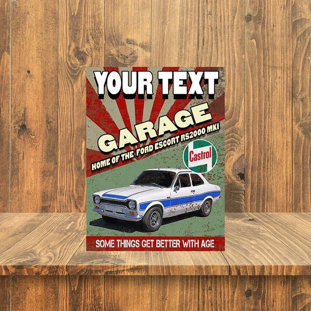 PERSONALISED FORD ESCORT Rs2000 Metal Retro Sign Pub Man Cave Tavern ...