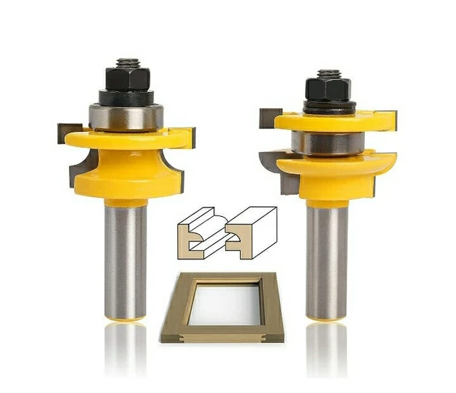 CABINET DOOR RAIL and Stile Router Bits 1/2 Inch Shank, 2Pcs Round Over ...