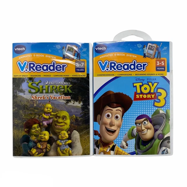 VTECH SHREK’S VACATION & Toy Story 3 V.Reader Learning Game Lot Of 2 £ ...