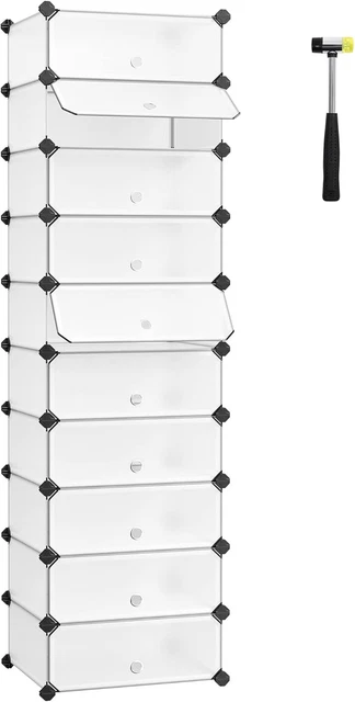 SONGMICS INTERLOCKING SHOE Rack, Rectangular Storage Organiser, 10 Slot ...