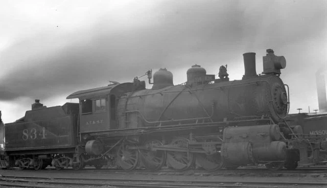 At Sf Santa Fe Railroad Locomotive Engine No 834 Type 2 8 0 Old Train