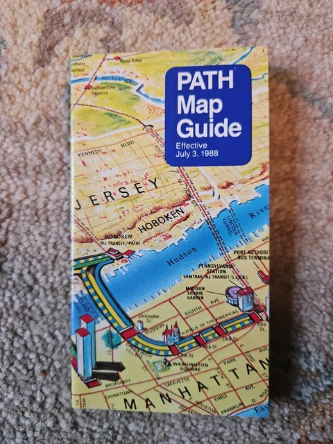 1988 PATH MAP Guide World Trade Center Timetable NY Port Authority ...