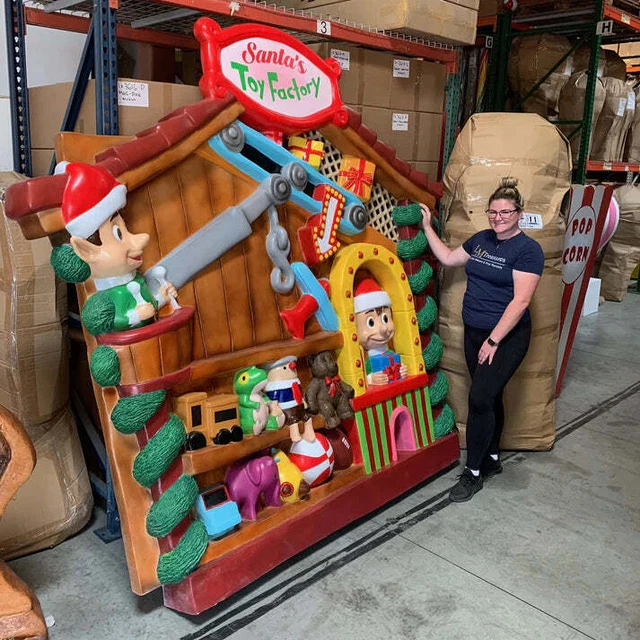 SANTA'S TOY FACTORY Workshop Backdrop Facade Life Size Resin Statue ...