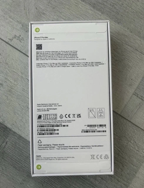 APPLE IPHONE 17 Pro Max 256gb Deep Blue Brand New Unlocked – 2025 £822. ...