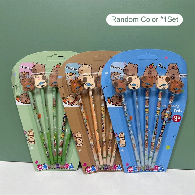 1SET MIGNON CAPYBARA hb crayons avec kawaii eraser head enfants dessin ...