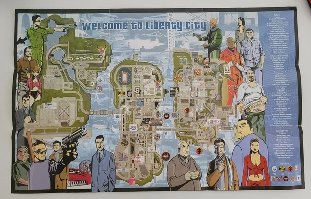 GRAND THEFT AUTO III Liberty City Map only GTA 3 (no game) Map Xbox ...